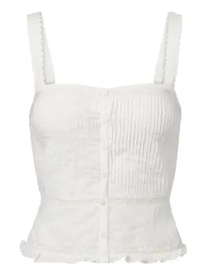 Poupette St Barth Berry Cropped Cotton Blouse - White
