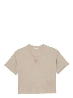 REISS Ember Relaxed-fit Linen T-shirt - Stone Neutral