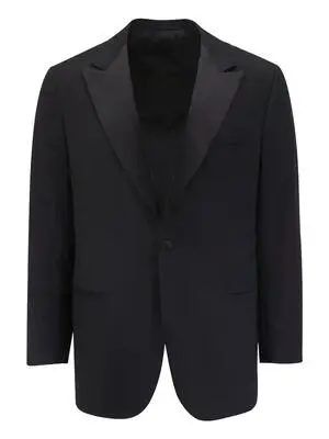 Kiton Satin-trim Blazer - Black