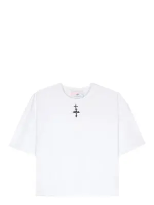 CHIARA FERRAGNI Cross-charm Cotton T-shirt - White