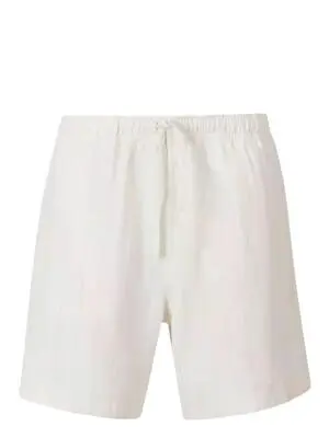 WALES BONNER Striped Linen Shorts White