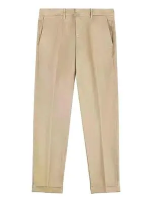 FAY Stretch-cotton Cropped Trousers - Neutrals