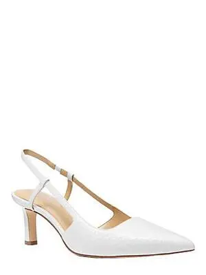Michael Kors Alora Snake Embossed Leather Slingback Pumps - White