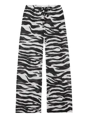 Attico Zebra-Print Cotton-Voile Wide-Leg Pants Animal Print