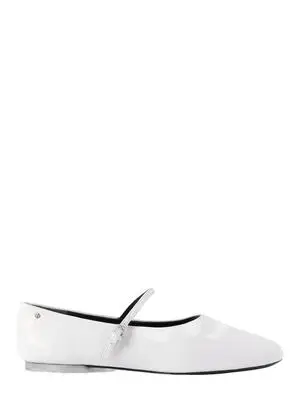 Tory Burch Mary Jane Leather Ballet Flats - White