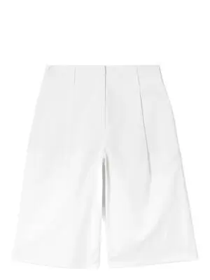 Matteau Pleated Organic Cotton-blend Twill Shorts - White