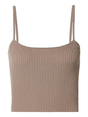 Staud Soleil Ribbed-knit Tank - Brown