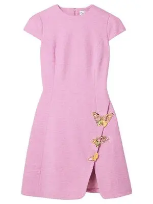 Oscar De La Renta Embellished Cotton-blend Tweed Mini Dress - Pink