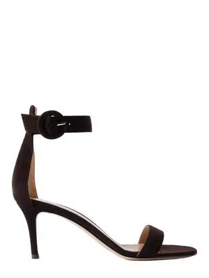 GIANVITO ROSSI Portofino 70 Suede Sandals - Brown