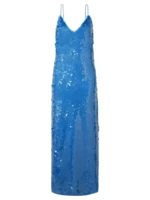 ALEMAIS Stellar Sequined Recycled-tulle Midi Dress - Blue