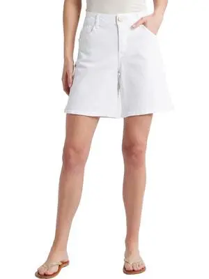 Wit & Wisdom High Waist Relaxed Denim Shorts - Optic White