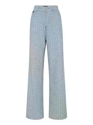 Philipp Plein Tweed Wide-leg Jeans - Blue