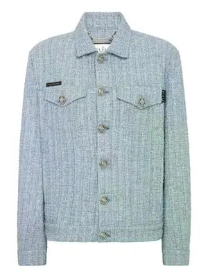 Philipp Plein Tweed Cropped Jacket - Blue
