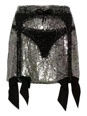 WIEDERHOEFT Beaded Sequinned Miniskirt - Silver
