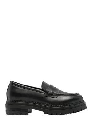 NEROGIARDINI Round-toe Leather Loafers - Black