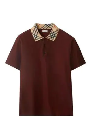 Burberry Check-collar Cotton Polo Shirt - Red