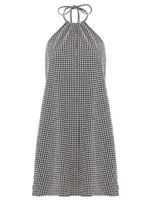 Hunza G Gingham Seersucker Mini Dress - Black Gingham