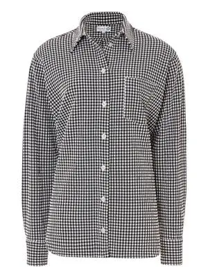Hunza G Gingham Seersucker Shirt - Black Gingham