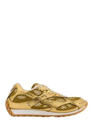 Bottega Veneta Orbit Technical Fishnet Sneakers Gold