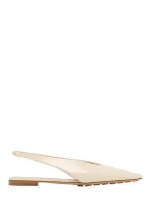Bottega Veneta Cushion Lux Leather Slingback Flats - Ivory