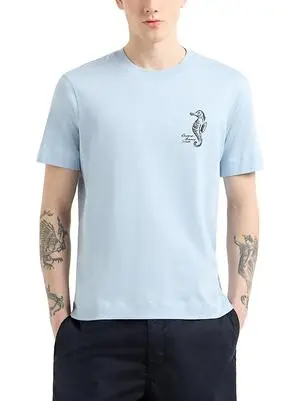 Emporio Armani Short Sleeve Embroidered Tee - Subdued Blue