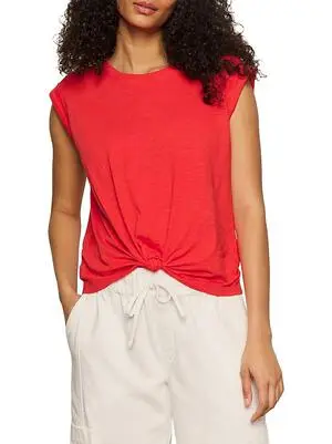 Sanctuary Knotted Hem Muscle Tee Cayenne