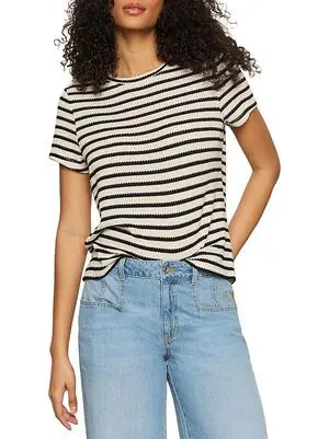 Sanctuary Textured Striped Tee - Macrame Black