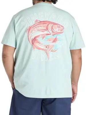 Vineyard Vines Big & Tall Painted Redfish Graphic Tee - Aqua Haze