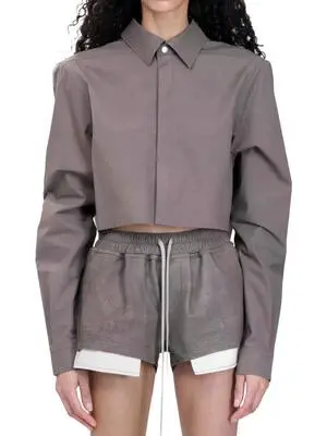 Rick Owens Cropped Shirt Jacket - Brown