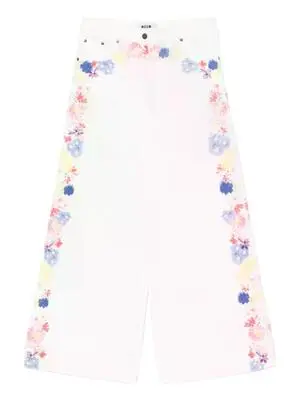 MSGM Floral-print Jeans - White