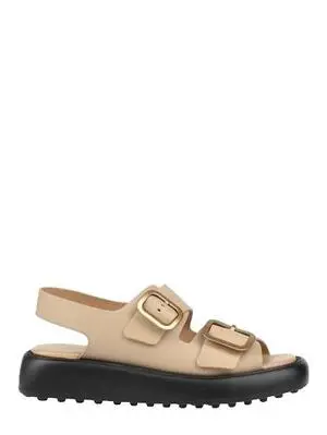 TOD'S Leather Sandals With Appliqués - Beige