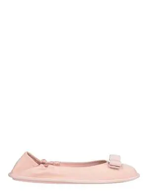 FERRAGAMO Leather Ballet Flats With Bow Detailing - Pink