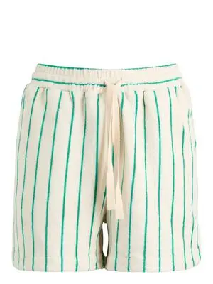 BONGUSTA Naram Striped Terry Shorts - White And Green