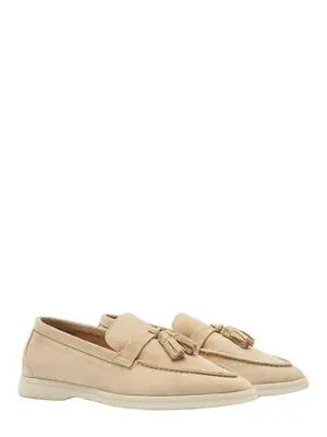 SCAROSSO Leandra Tassel Loafers - Butter - Suede