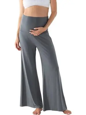 ANGEL MATERNITY Wide Leg Maternity Lounge Pants - Slate Grey