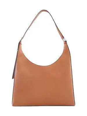 BEHNO Large Danny Flatiron Pebble Leather Shoulder Bag - Clay