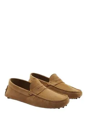 SCAROSSO Michael Driving Shoes - Beige - Suede