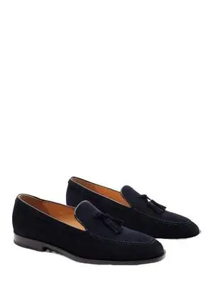 SCAROSSO Duccio Tassel Loafers - Dark Blue Suede