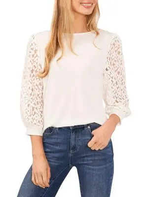 CECE DUPRAZ Lace Sleeve Top - New Ivory