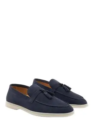 SCAROSSO Leandro Tassel Loafers - Blue - Suede