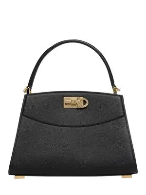 FERRAGAMO Small Box Leather Top-handle Bag - Nero