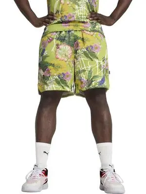 PUMA Floral Basketball Shorts - Green