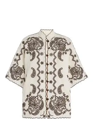 Zimmermann Ascension Embroidered Linen Shirt - White