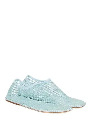 Christopher Esber Minette Crystal-embellished Fishnet Ballet Flats - Blue