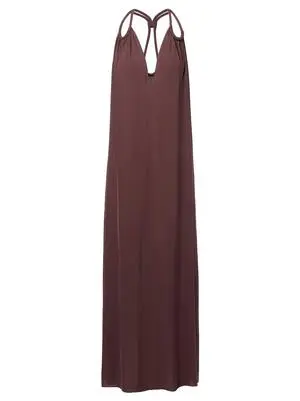 ADRIANA DEGREAS Satin Maxi Dress - Brown
