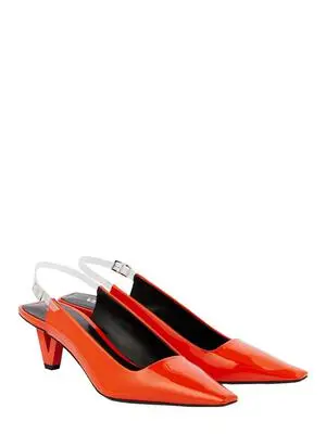 Versace Leather Slingback Pumps - Orange
