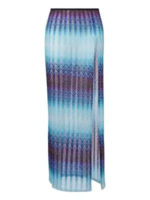 Missoni Zig Zag Lamé Maxi Skirt - Blue