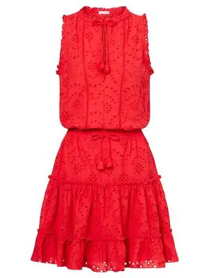 Poupette St Barth Clara Broderie Anglaise Cotton Minidress - Red
