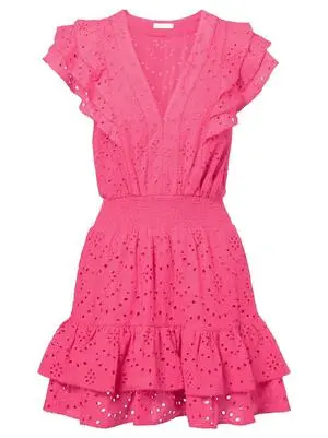 Poupette St Barth Camila Shirred Cotton Mini Dress - Pink