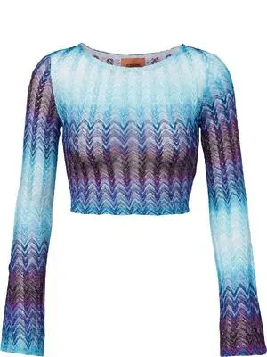 Missoni Zig Zag Lamé Cropped Top - Blue